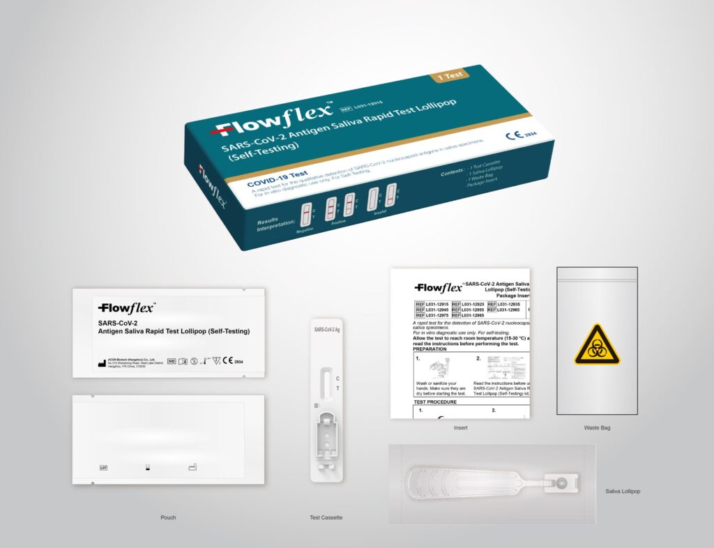 Flowflex SARS-CoV-2 Antigen Saliva Schnelltest Lollipop CE2934 ...